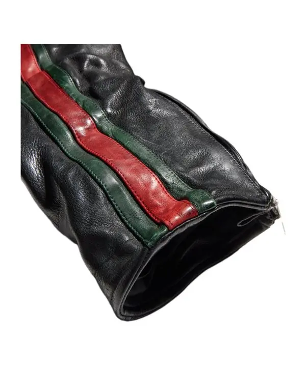 Gucci Leather Biker Jacket With Web Detail