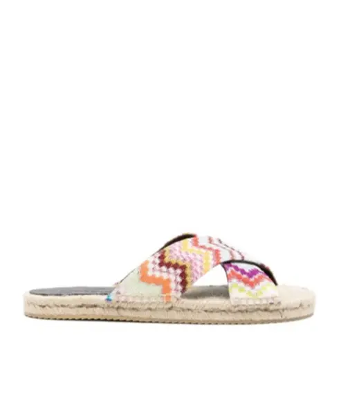 Missoni Zigzag Criss-cross Espadrille Flats - Nude