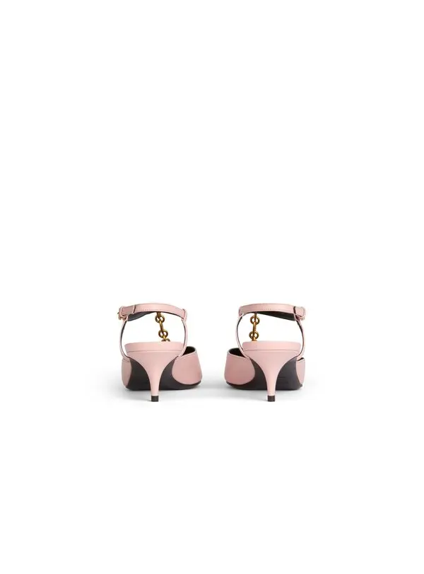 Balmain Leather Sync Chain Slingbacks
