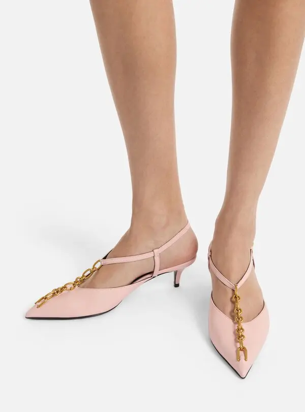 Balmain Leather Sync Chain Slingbacks