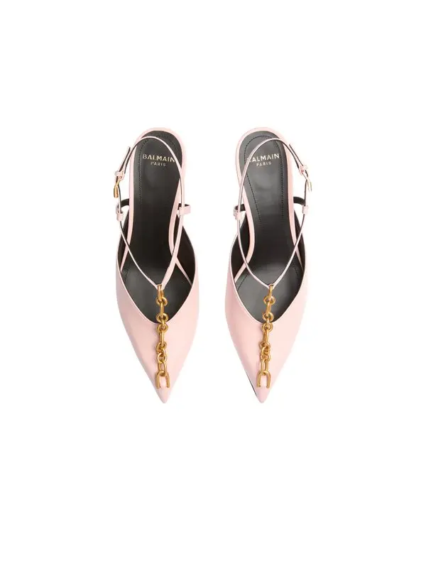 Balmain Leather Sync Chain Slingbacks