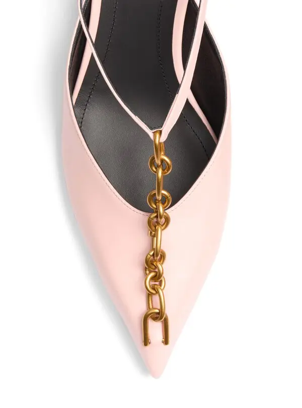 Balmain Leather Sync Chain Slingbacks