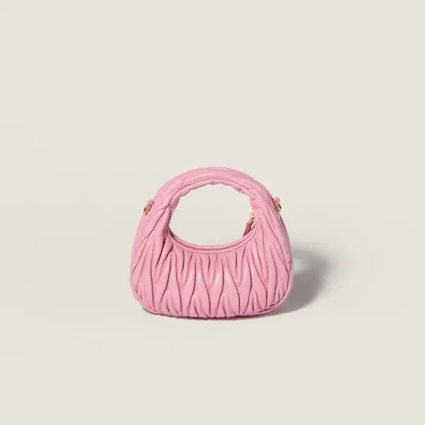 Miu Miu Wander Matelassé Nappa Leather Hobo Mini Bag - Pink