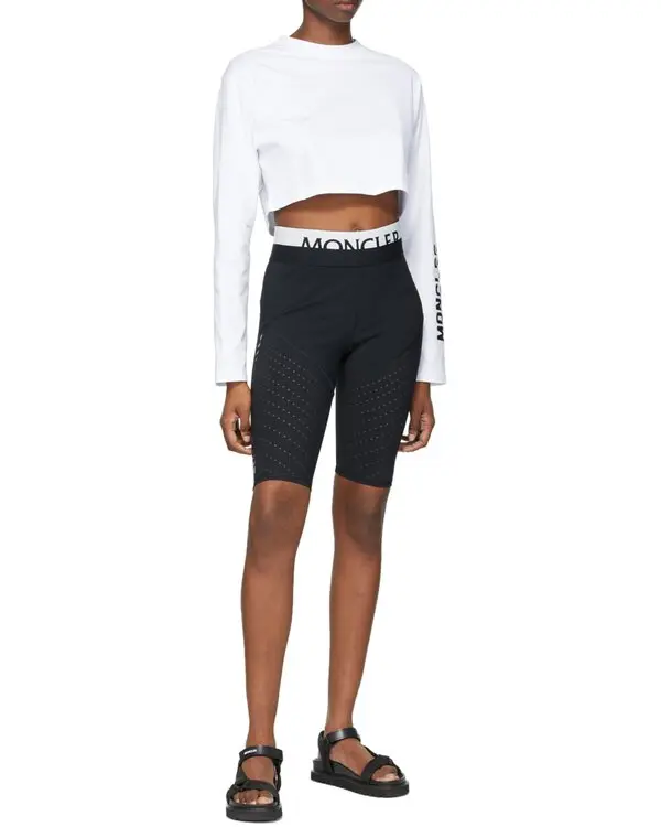 Moncler Logo Waistband Perforated Knee Length Cycling Shorts