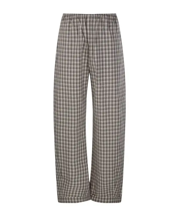 Nanushka Yayoi Gingham Wide-leg Pants - Gray