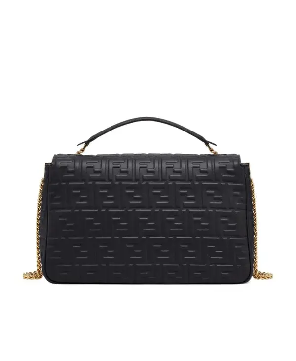 Fendi Nappa Leather Bag With Ff Pattern - Black