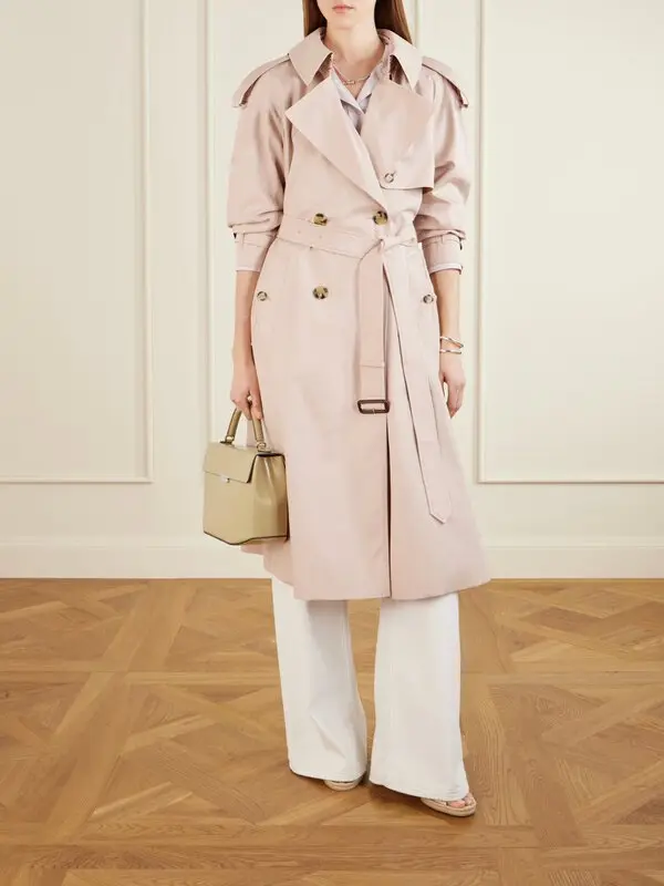 Burberry Belted Trench Coat In Cotton Gabardine