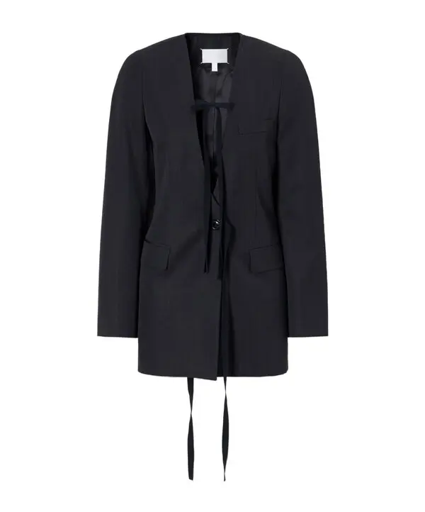 MAISON MARGIELA Collarless Buttoned Blazer - Black