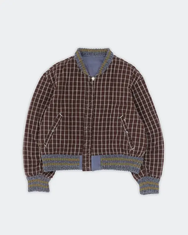 STORY MFG. Embroidered Reversible Bomber Jacket - Gray