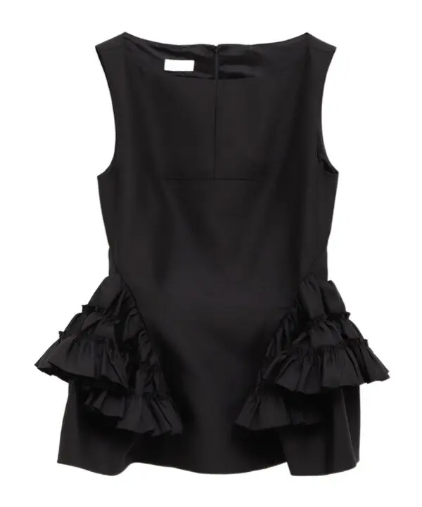 Dries Van Noten Sleeveless Ruffled Top - Black