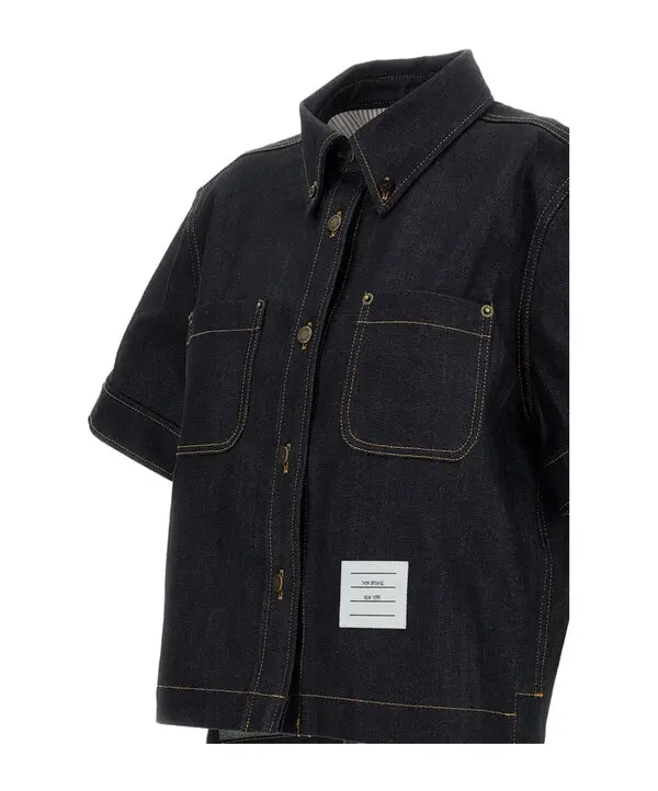 Thom Browne Short-sleeved Denim Shirt