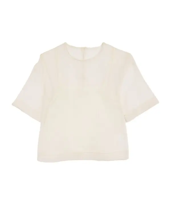 Ami Sheer Short Sleeve Top - White Cream
