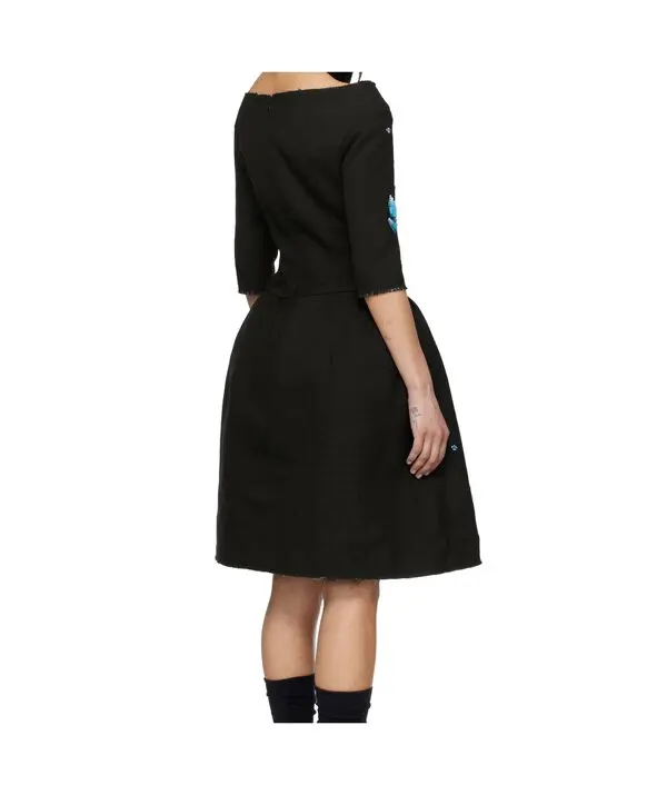 SHUSHU/TONG Floral Appliqué Midi Dress