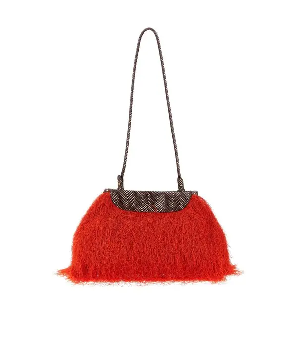 Dries Van Noten Fringed Clutch Bag With Chain Strap