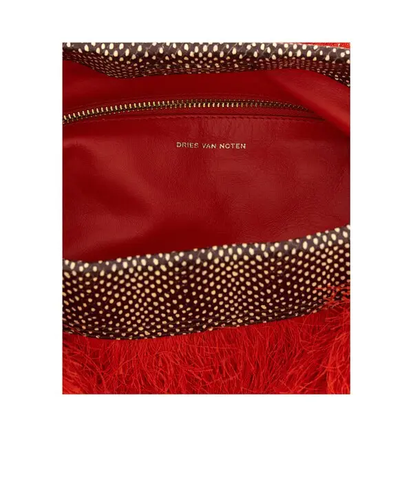 Dries Van Noten Fringed Clutch Bag With Chain Strap