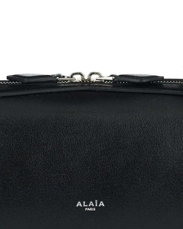 Alaïa Black Leather Zippered Shoulder Bag - Noir