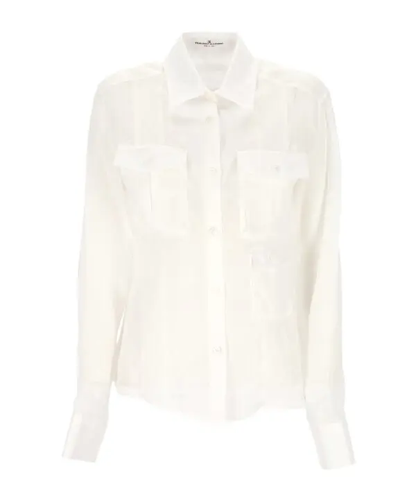 Ermanno Scervino Long-sleeved Shirt With Flap Pockets - White