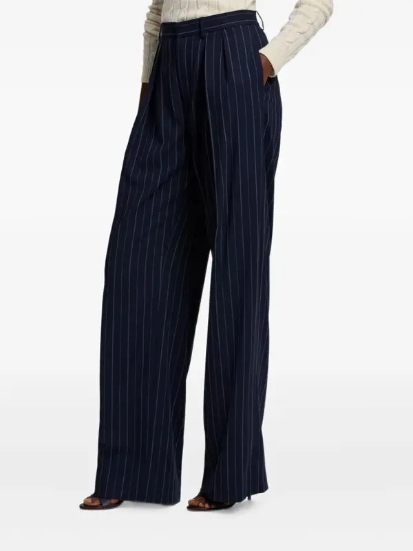 Polo Ralph Lauren Jody Wide Leg Pinstriped Trousers