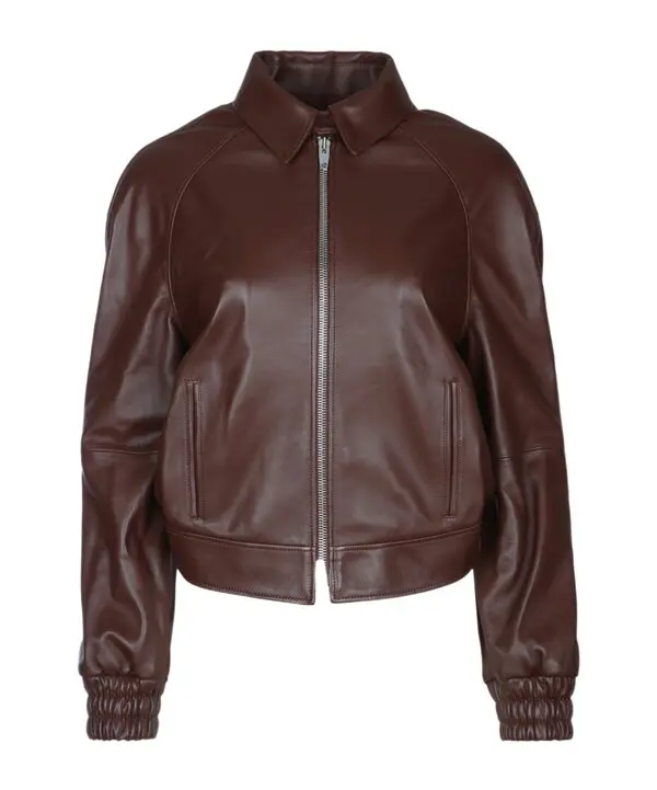 Celine Long Sleeve Leather Jacket - Red
