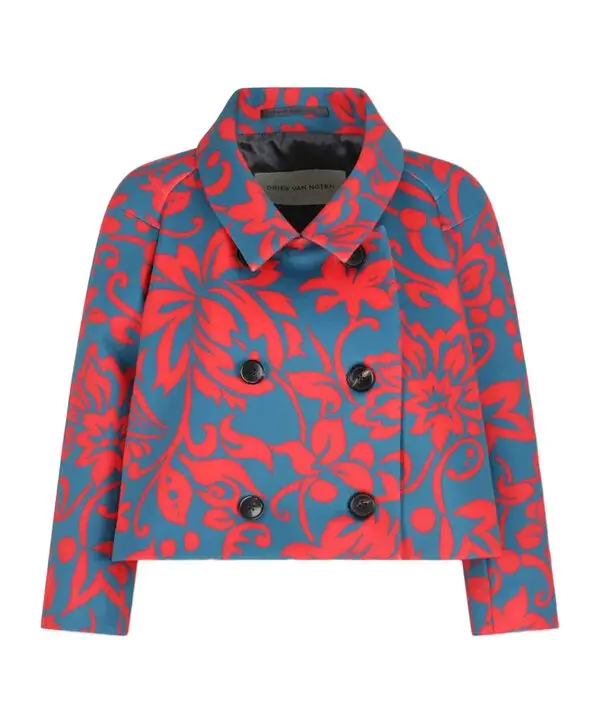 Dries Van Noten Floral Print Double-breasted Long Sleeve Jacket - Red