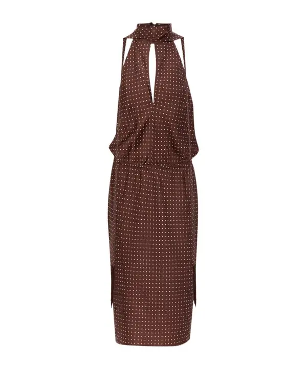 Posse Polka Dot Halter Neck Dress With Tassels