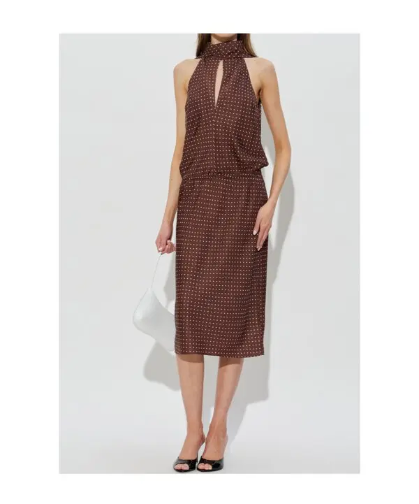 Posse Polka Dot Halter Neck Dress With Tassels