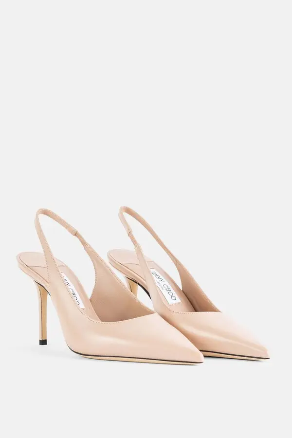 JIMMY CHOO Pointed Toe Slingback High Heel Sandals - Nude