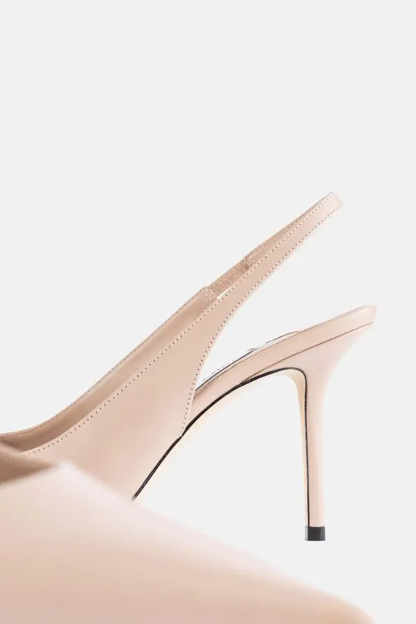 JIMMY CHOO Pointed Toe Slingback High Heel Sandals - Nude