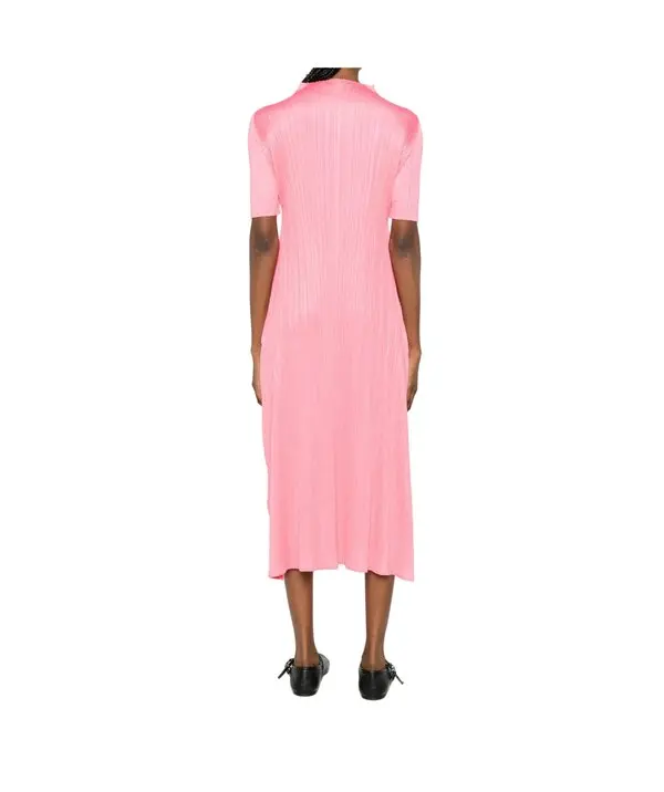 PLEATS PLEASE BY ISSEY MIYAKE V-neck Short Sleeve Dress