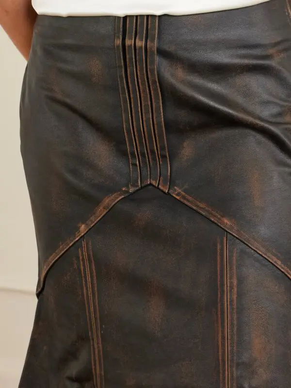 SHUSHU/TONG Leather Midi Skirt