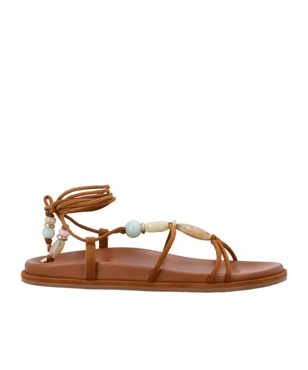 STUART WEITZMAN Flat Embellished Ankle Strap Sandals