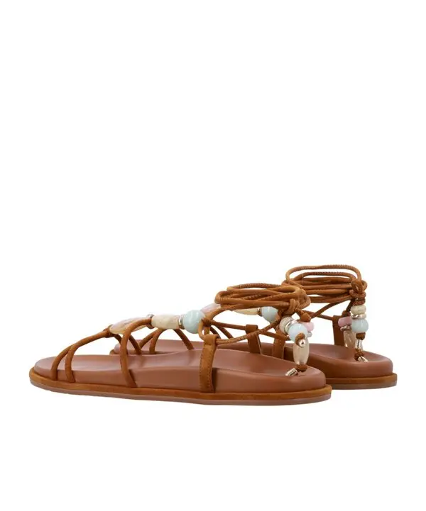 STUART WEITZMAN Flat Embellished Ankle Strap Sandals