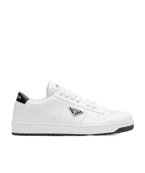 Prada Downtown Leather Sneakers - White/black