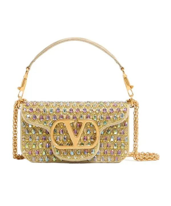 Valentino Garavani Embellished Flap Shoulder Bag - Nude