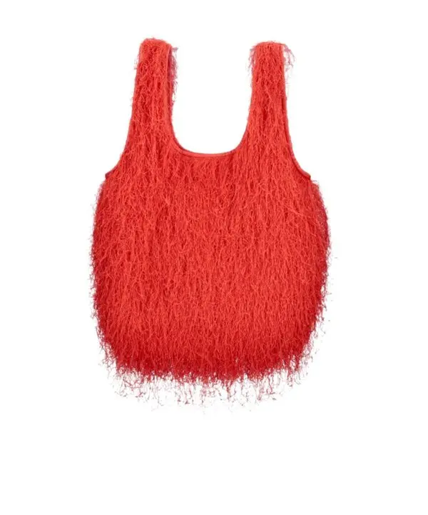 Dries Van Noten Ruffled Top Handle Bag - Red