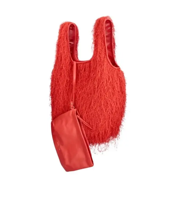 Dries Van Noten Ruffled Top Handle Bag - Red