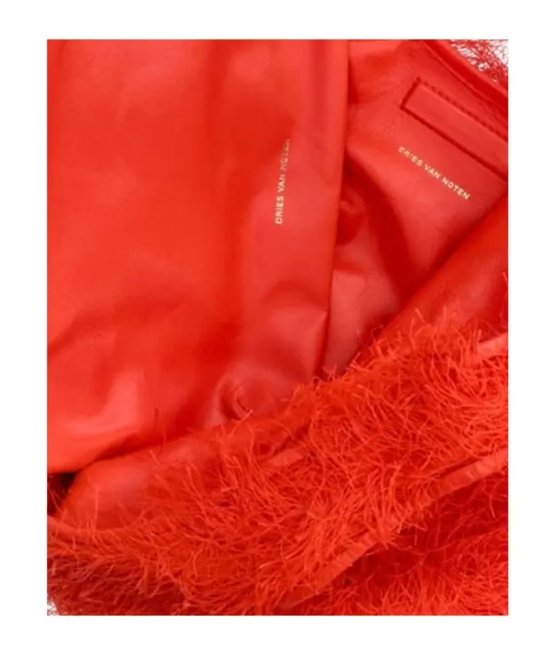 Dries Van Noten Ruffled Top Handle Bag - Red