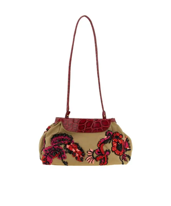 Dries Van Noten Embroidered Clutch Bag - Brown