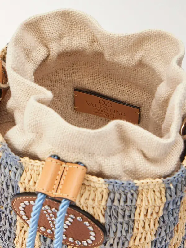Valentino Garavani Woven Bucket Bag With Drawstring Closure
