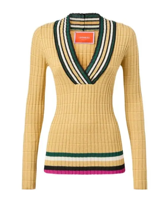 La DoubleJ Releve Top With Contrast Stripes And Embroidered Logo