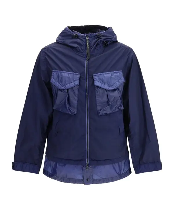 C.P. COMPANY Bi-tm Mixed Goggle Hooded Jacket - Blue