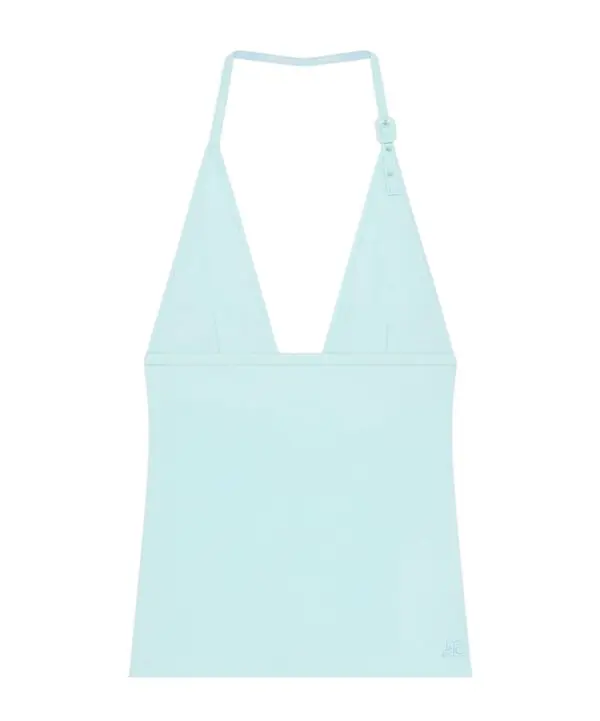 COURREGES Halterneck Bikini Top With Buckle Detail - Blue