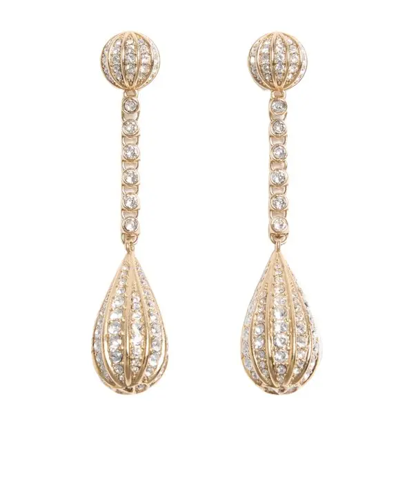 Valentino Garavani Poetique Des Gouttes Earrings In Metal And Swarovski Crystals - Yellow