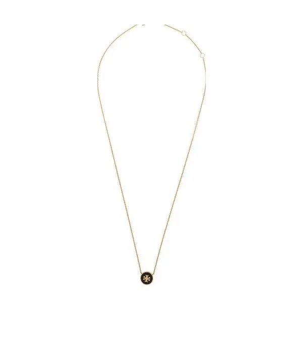 Tory Burch Kira Logo Pendant Necklace - Black