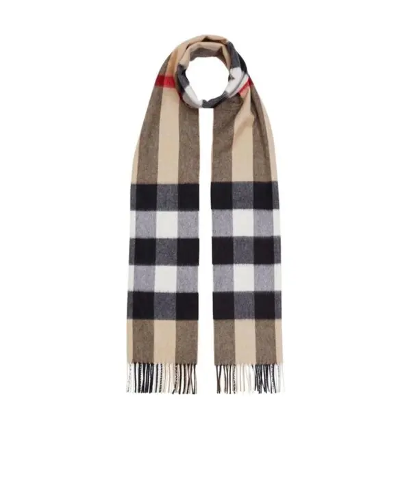 Burberry Checked Fringed Scarf - Brown