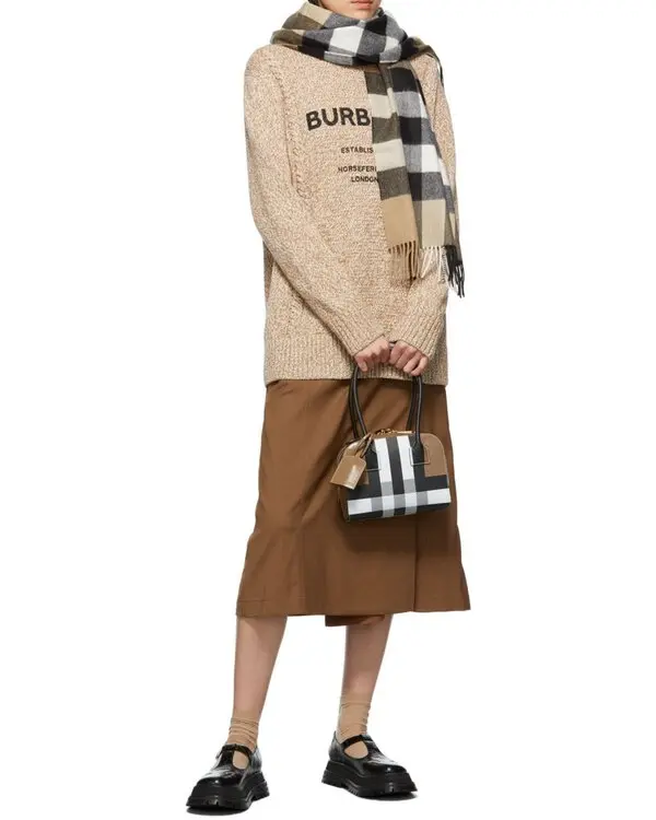 Burberry Checked Fringed Scarf - Brown