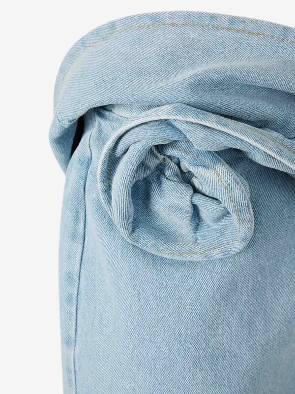 Magda Butrym Denim Mini Skirt With Floral Pattern - Light Blue