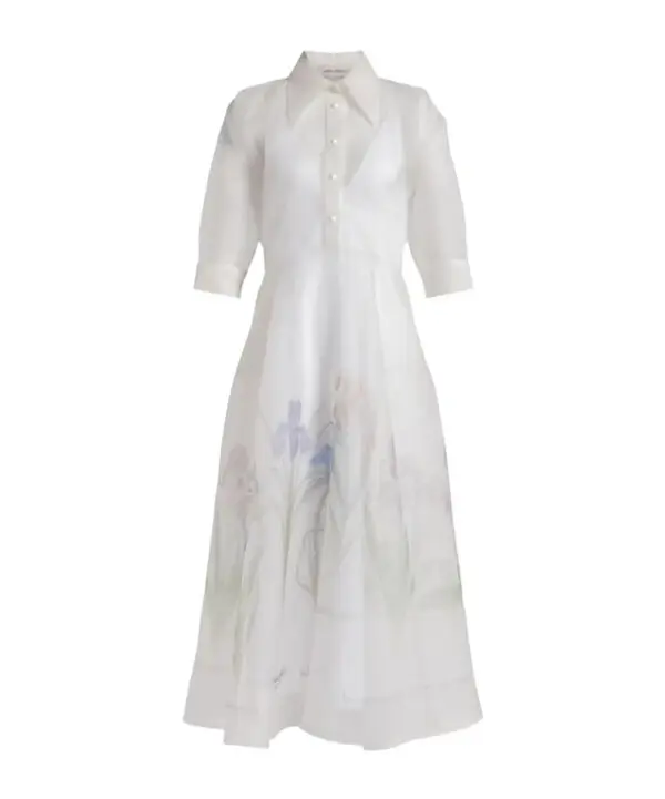 Alberta Ferretti Collared Short-sleeved Printed Dress