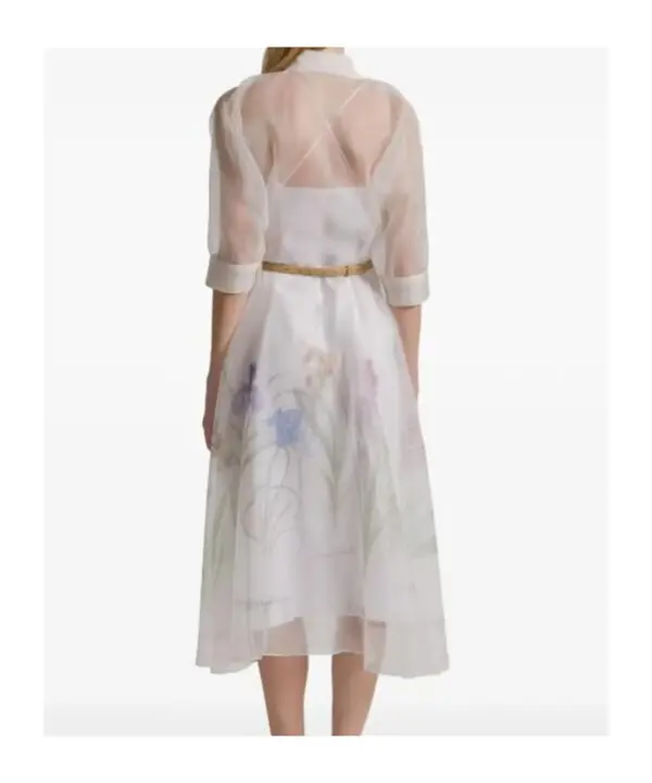 Alberta Ferretti Collared Short-sleeved Printed Dress