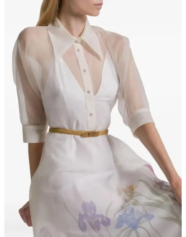Alberta Ferretti Collared Short-sleeved Printed Dress